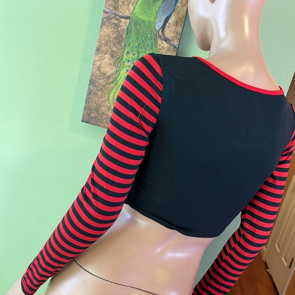 ROMWE | Tops | Redblack Stripped Goth Gothic S Crop Top Death Nwt ...